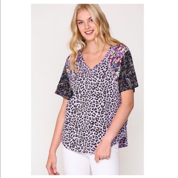 GiGiO U.S.A | Tops | Beautiful Gigio Purple Leopard And Paisley Print ...